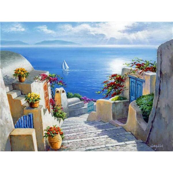 LHUTY 数字油絵 数字キット diy 数字 油絵 塗り絵 大人 子ども 数字キット塗り絵 手塗り デジタル油絵 絵かき インテリア 壁飾り 40*50 cm 地中海の風景商品コード：49081118406型番：LHUTY98679667...