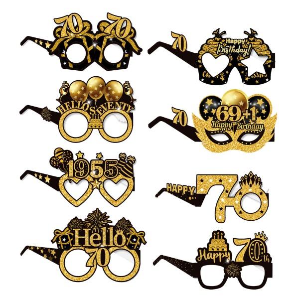 seimeinoki 8つセット お誕生日 眼鏡 めがね メガネ 誕生日メガネ 飾り付け 面白い 可愛い パーティーグラス Happy Birthday 写真小道具 パーティーメガネ 目飾り 撮影道具 装飾用品 男女兼用 (70歳)商品コー...