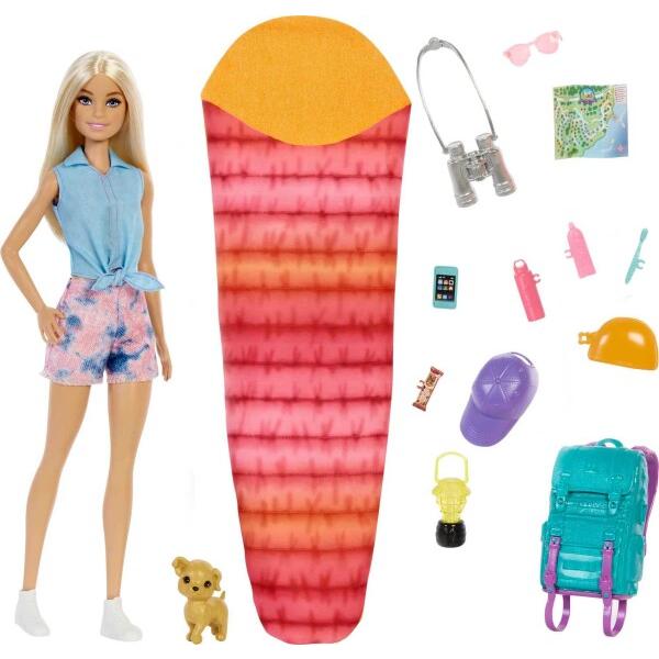 Barbie It Takes Two “Malibu” Camping Doll (11.5 in Blonde) with Pet Puppy, Backpack, Sleeping Bag &amp; 10 Camping Acces...