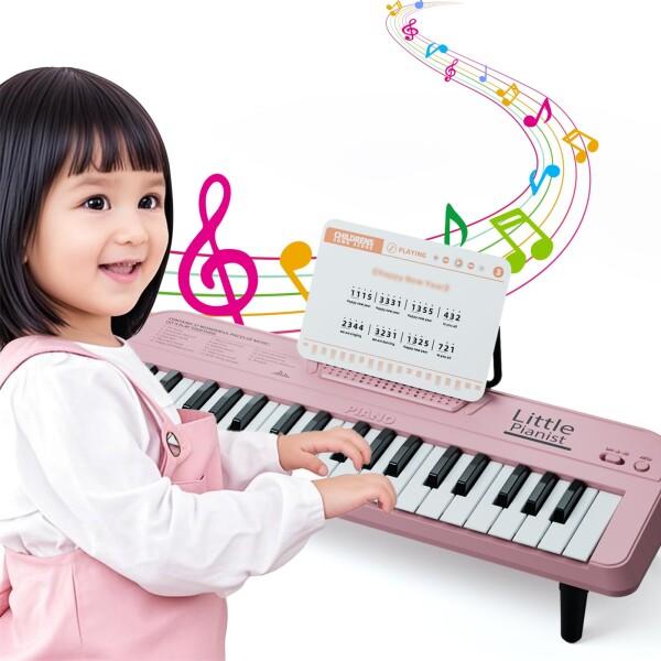多機能 ピアノ こども楽器玩具 37鍵盤 早期開発 おもちゃ 女の子のためのピンクの音のおもちゃ ピアノ おもちゃ 指先 おもちゃ 軽量 ミニ鍵盤 電気キーボード 誕生日 プレゼント クリスマスギフト商品コード：49081119133型番：...