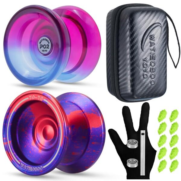 WATIEOBOO Yoyoセット 2個パック (W7 メタルヨーヨ ー + PC 2色 P02 ヨーヨー) 応答モードから非応答モードのヨーヨ ー 子供、初心者、大人、上級者に最適商品コード：49081119145型番：LS-YOYO-3...