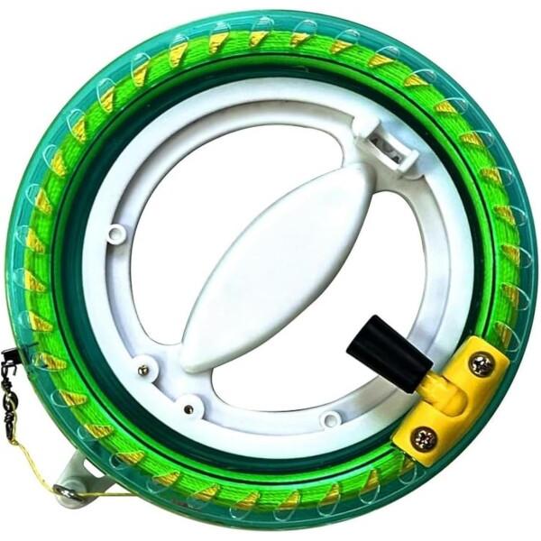 ロック装置付き凧ラインホイール、プロのアウトドア凧アクセサリー、ホイール直径14cm、ライン長さ80m。完璧な構造、握りやすくコントロールしやすい、初心者に適しています。商品コード：49081119211型番：WW-0012カラー：グリーン...