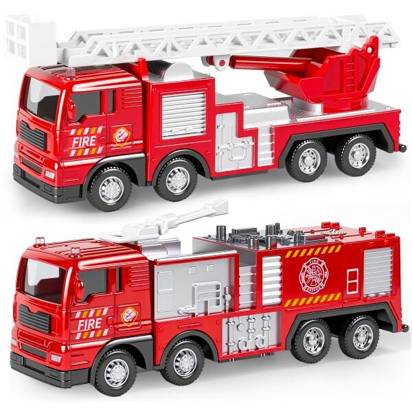 YongnKids 消防車 おもちゃ 緊急車両 車おもちゃ はたらく車 はしご消防車 救急車 玩具 子供向け 男の子 女の子 誕生日 クリスマス プレゼント商品コード：49081119393型番：YongnKidsカラー：レッド【リアルな消...
