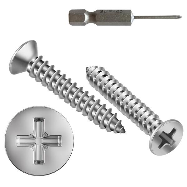 Suneke 304ステンレス 超低頭タッピングねじ M5.5x80mm PH3ビット付20本入商品コード：49081120089型番：JP-STscrewsサイズ：80mm商品詳細:型番:?5.5x80mm 皿頭, 数量:20本入, 包装...