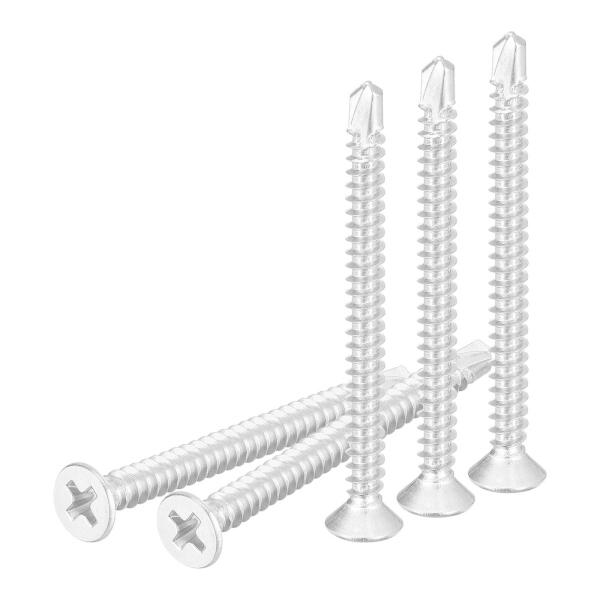 DTGN 50個ST4.2x50mm自己ドリルねじ 410ステンレス鋼平頭十字頭シートメタルねじ - 木材から金属 家具に適しています - シルバー商品コード：49081120292型番：dtf231219tt000523jpサイズ：ST4...