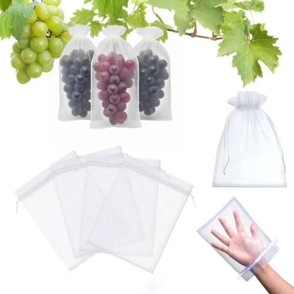 果実袋 ぶどう 袋 15*20cm 55枚入 大きいサイズ 果物 果実保護ネット ブドウ 袋 穴極細 害虫害鳥 侵入防止 鳩よけ 光通過/自然成長 枇杷の実 びわ イチジク 洋梨 巾着袋 メッシュバッグ 果実袋 収穫ネット 家庭菜園用 園芸...