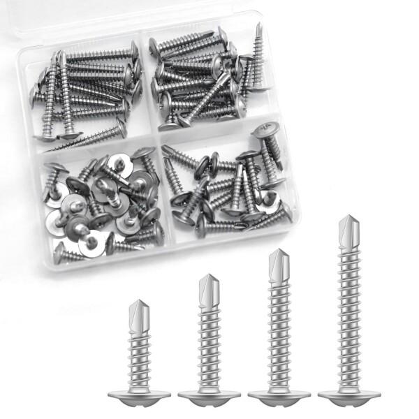 Nivithi ドリルねじセット ドリルビス 60本 (M4.2×13/19/25/32mm) きんぞく 鉄板・薄板固定用 自己貫通タッピングネジ 銀 SR42A商品コード：49081121207型番：AR42サイズ：M4.2 x 13/1...