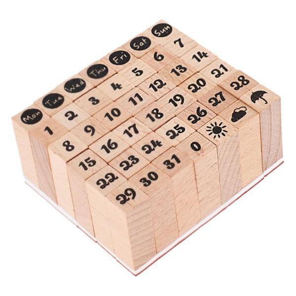 HORIALENCE 木製スタンプ 42個セット 数字 曜日 天気デザイン ラバースタンプ 手帳 スクラップブック 日記装飾用 1.34インチ商品コード：49081121257型番：FYR73902CKQN3LZ517YFNAサイズ：3.4...