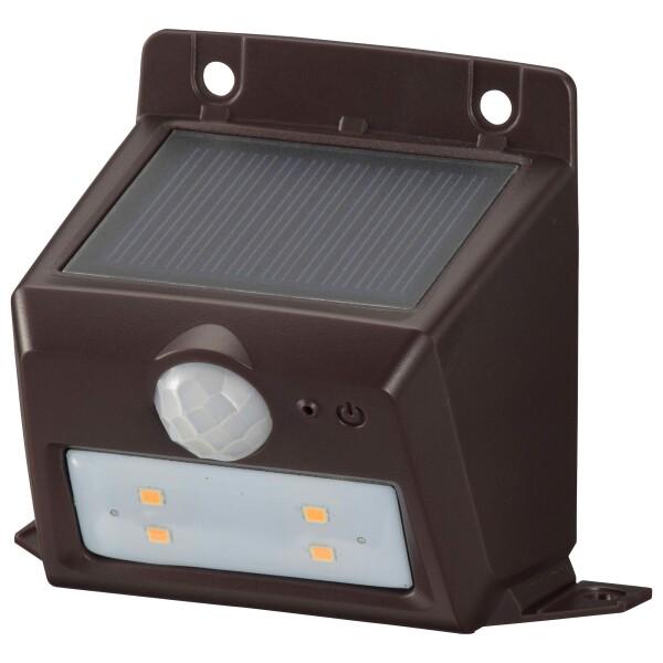 オーム電機 センサーウォールライト(110lm/ソーラー充電式/電球色LED/ブラウン) LS-S108PN4-T商品コード：49081122226型番：LS-S108PN4-Tサイズ：110lmカラー：電球色LED検知方式:赤外線受動式電...