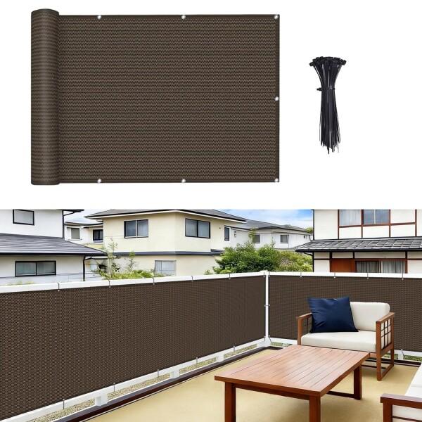 LOVE STORY ベランダ 目隠し シェード バルコニー 日除け サイズオーダー 風通し良い サンシェード 目隠しフェンス 強度UP UVカットプライバシー保護 5x1m モカ商品コード：49081122317型番：FN2B0R039-...