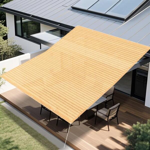 Foxdeban サンシェード 日よけ シェード オーニング 通気性ある涼風シェード 目隠し ベランダ 庭用 バルコニー ガーデン 窓 車庫 廊下 天井 屋外 紫外線防止 軽量 洗濯可能 防塵 高密度 耐久性(ベージュ,120*180CM)...