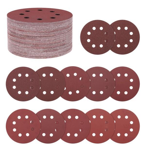 Kozelo 170枚 サンディングディスクキット5" 40/60/80/120/180/320/400/600/800/1000/1500/2000グリット8ホールフックアンドループランダムオービタルサンドペーパー ドライウォールサンダー...