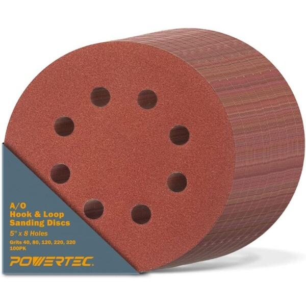 POWERTEC 45000 サンディングディスク 125mm 100枚 マジックテープ式 電動サンダー用 サ 木工用 紙やすり #40#80#120#220#320商品コード：49081123903サイズ：125mm【サイズ】: マジック...