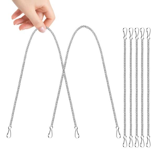 ULTECHNOVO 吊り下げチェーン 看板チェーン 7本セット 25cm 50cm フック付き ポスターハンガー 吊り具 店舗装飾 ディスプレイ シルバー 鉄製 吊り看板 バナー フラッグ 風鈴 掲示板 イベント 展示会 DIY 金具 吊...