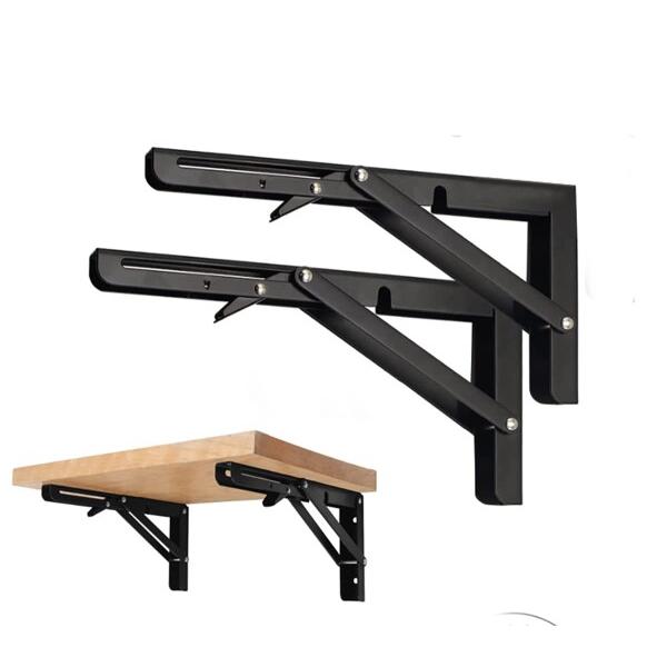 ブラック 折りたたみ式シェルフブラケット 最大荷重220ポンド 高耐久 DIY 壁取り付けシェルフブラケット 省スペース テーブルワークベンチ用 (12インチ-2個)商品コード：49081124348型番：ブラック-折りたたみサイズ：12イ...