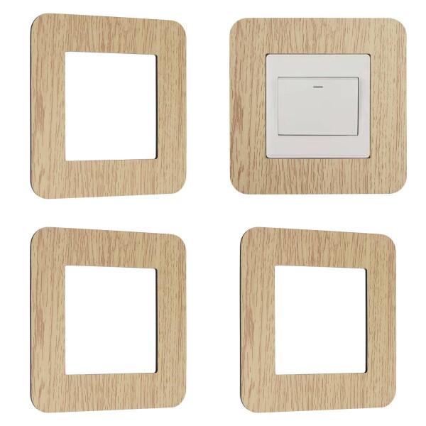 UFURMATEライトスイッチサラウンドカバーは、ホームオフィスの壁スイッチの装飾のための4PC木目シングルソケットスイッチサラウンドプロテクターステッカー（ライトイエロー）に貼り付ける商品コード：49081124474型番：UF-HA21...