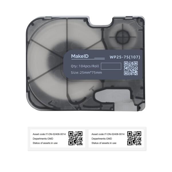 MakeID P31S用 PP合成紙ラベル ? 白地黒文字 25mm×75mm・107枚 屋内外対応 安全管理・資産管理商品コード：49081124868型番：WP25-75-107-CRJPサイズ：25mm×75mm・107枚多用途マット...
