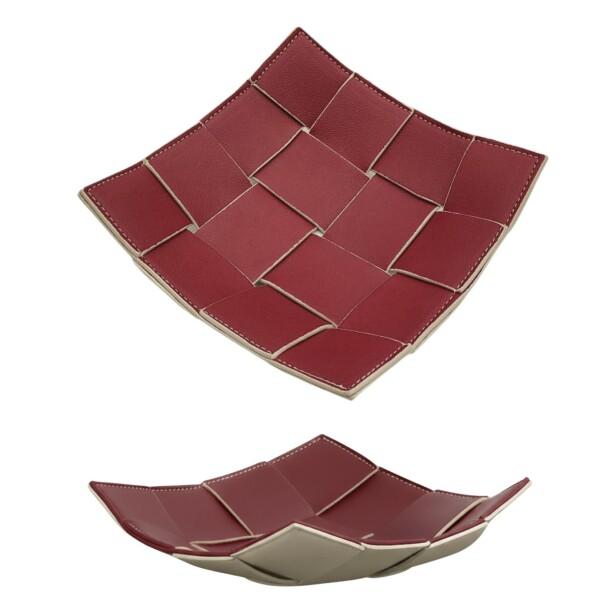 (EBISSY) 鍵やスマホの置き場所が決まる レザートレイ 小物入れ 玄関 デスク スマホ置き PUレザー 編み込み アクセサリートレイ (ワインレッド)商品コード：49081125432型番：PUTRAYサイズ：17cmカラー：ワインレ...