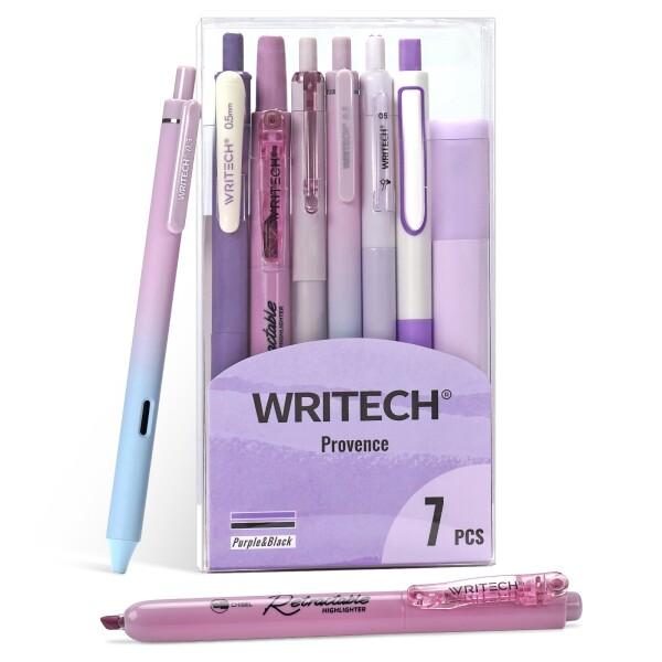 【発売日：2023年08月01日】WRITECH ゲルペン ジャーナリング 蛍光ペン ジャーナルセット 美的 アソートパステルカラーインク 0.5mm 細字 格納式 0.7mm ブラックペン 滑らかに書ける 描画 にじみなし 7ct (パー...