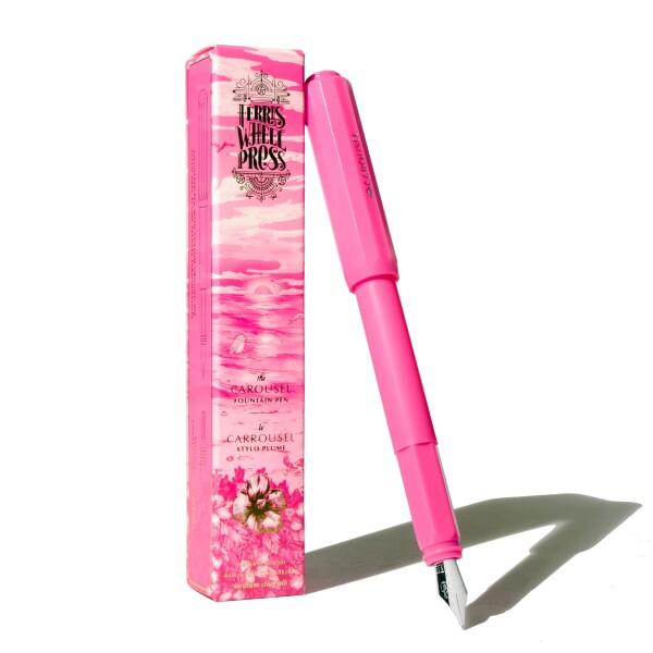 Ferris Wheel Press, Carousel Fountain Pen, Acrylic blend body, Air-sealed click locking cap, Malibu Blush, Hot Pink, Med...