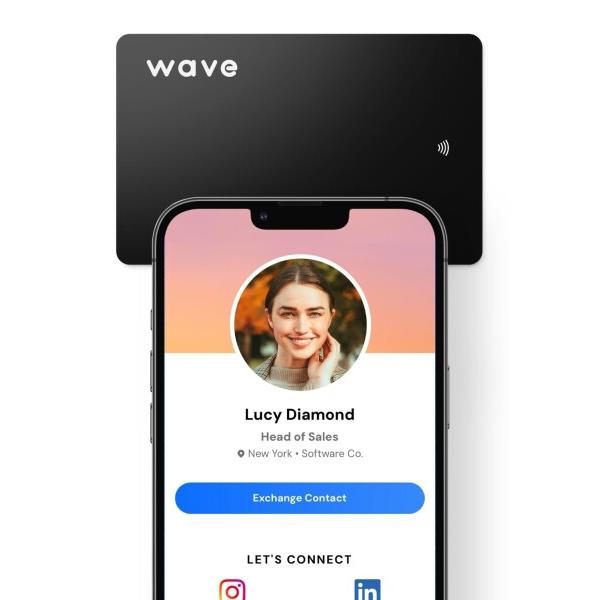 Waveのデジタル名刺 - NFCカード、スマートタップ機能、QRコード、電子連絡先共有が含まれています - プロフェッショナルネットワーキングビジネスアクセサリー(iPhoneおよびAndroid)商品コード：49081127063サイズ...