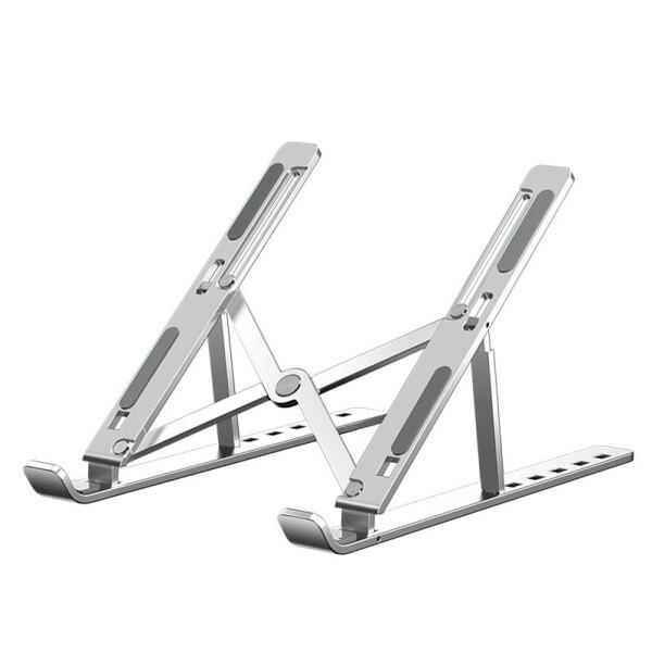 PCスタンド アルミ合金製 パソコンスタンド ラップトップスタンド Laptop Stand, Aluminum Portable Folding Computer Holder, 6-Level Height, Silver, Black...