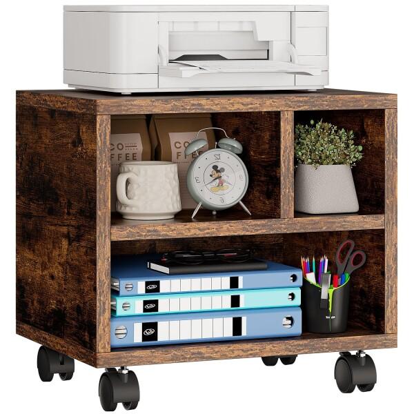 IBUYKE プリンター台 キャスター付き 木製 プリンターカート ワゴン PRINTER CART 3段 オフィス デスク下 卓上 収納 奥行き29幅39高さ30 ブラウン JPTPS004H商品コード：49081128086型番：TPS...