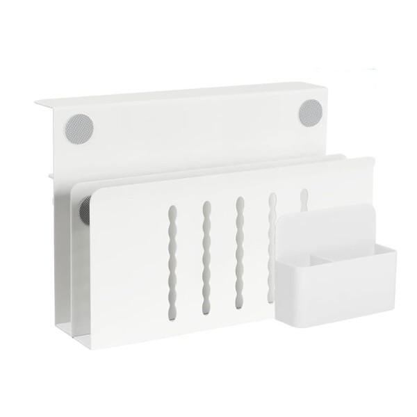 デスクサイド 収納ラック クランプ テーブルサイドポケット デスク下 (マグネットクリップ4個付き) macbookスタンド サイドホルダー 耐荷重8KG ノートPC タブレット収納 書類収納 サイド 充電放熱 簡単取り付け 工具不要ノート...