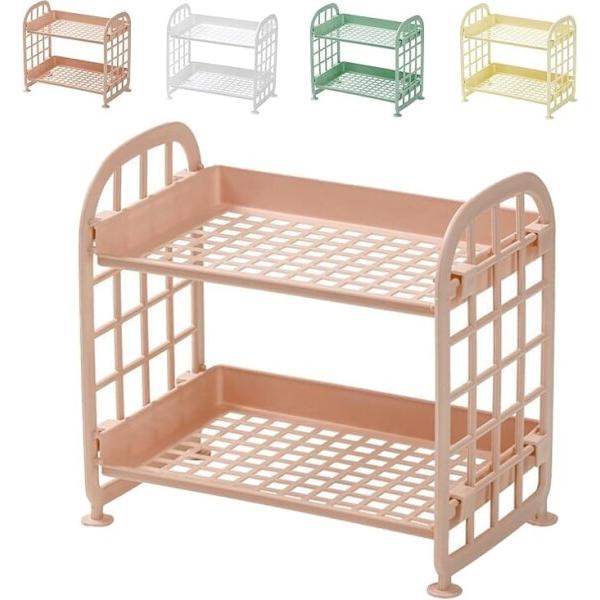 卓上ラック 2段ミニラック 小物収納 多機能 デスクトップ収納2段 小物入れ 卓上置棚 化粧品収納 組立簡単 省スペース デスク/キッチン/リビング/寝室/玄関/洗面所 家庭 オフィス プラスチック製 文房具 事務用品適用商品コード：490...