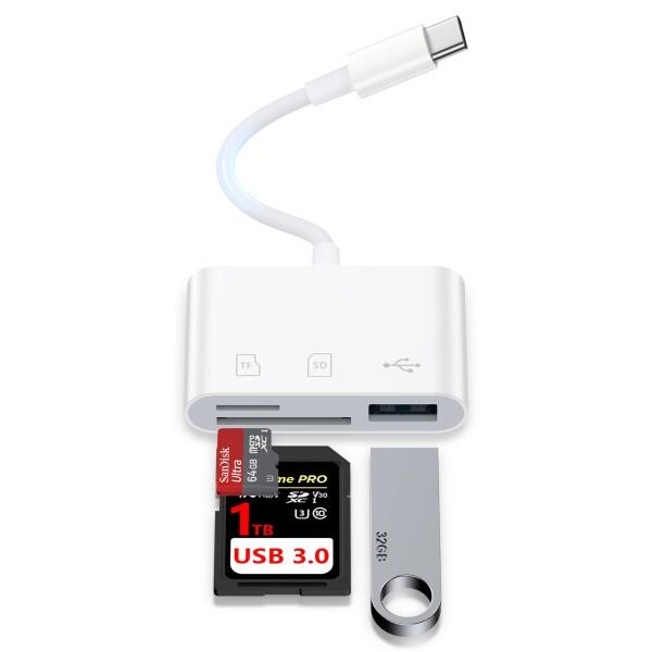HUHUTa 3in1 iphone sdカードリーダー タイプc UHS-I/UHS-II/SDXC/SDHC/MicroSDXC/MicroSDHC/SDSC/SDUCなど対応 sd card reader 高速双方向転送 OTG機能 ...