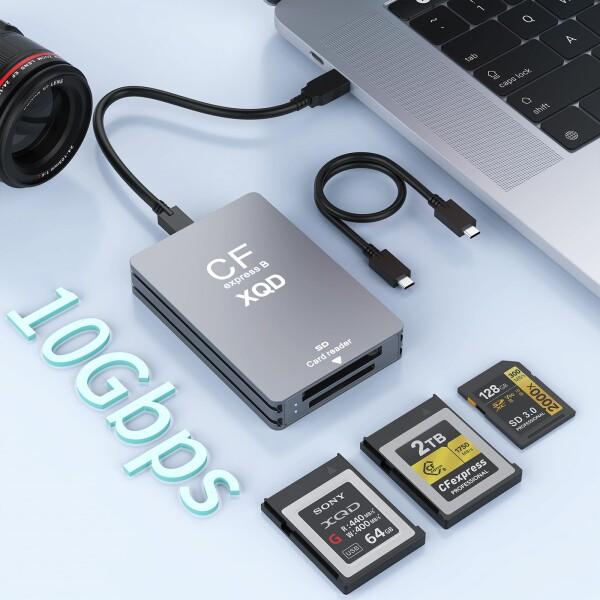 CFexpress Type bカードリーダー5 in 1 USB C/USB A タイプb 10Gbps USB3.2 Gen2 最大2TB CFexpress/XQD/SDカードリーダー（CFexpress Type B+SD 3.0カ...