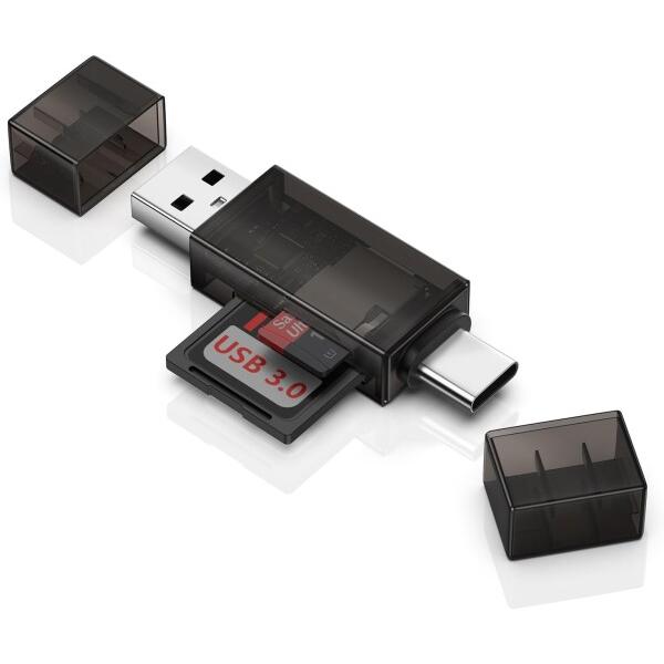 ChrisPow SDカードリーダー 2-in-1 Type-C &amp; USB3.0 マイクロSDカードリーダー iPhone17/16/15向け OTG対応 usb cメモリカードリーダー タイプC usb a アダプター Micr...