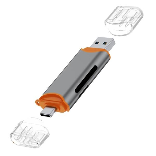 AXYO Type-C カードリーダー SDカード MicroSDカード対応 USB-A タイプC 3.0 メモリーカードリーダー OTG 変換アダプタ 汎用 アルミ合金製 グレー商品コード：49081129138カラー：グレー【USB-C...