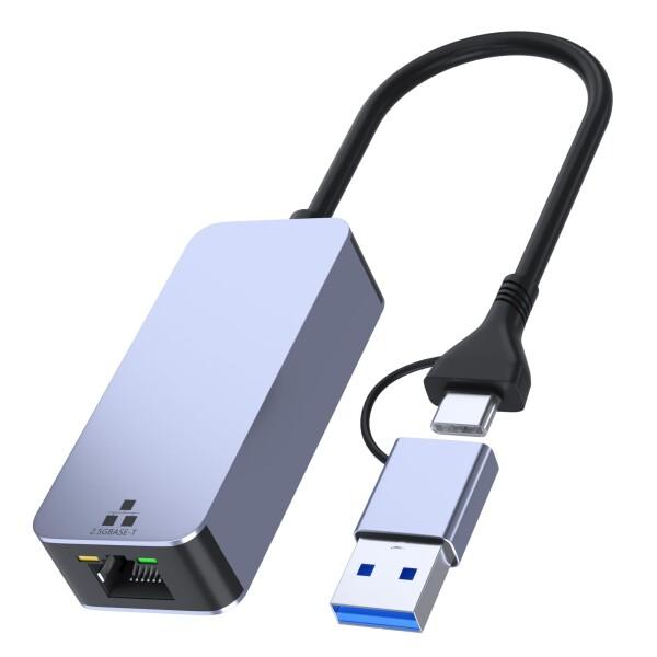 USB LAN変換アダプター 2.5Gbps Type-AとType-C両方使える LAN USB変換アダプター 2 IN 1 有線ＬＡＮアダプター 2500Mbps 高速 ＬＡＮケーブル ＵＳＢ 変換 イーサネットアダプタ イーサネットコ...