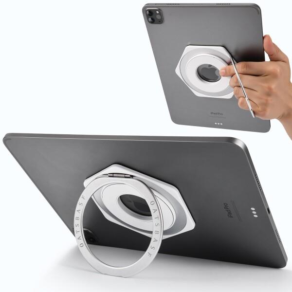 nediea タブレット スタンド 卓上 ipad スタンド 360度調整可能 軽量 薄いリング型リング タブレットホルダー 横置き 縦置き 持ち運び便利 折り畳み可能 貼り付け アルミニウム製 取り付け簡単 全機種対応 (ホワイト)商品コ...