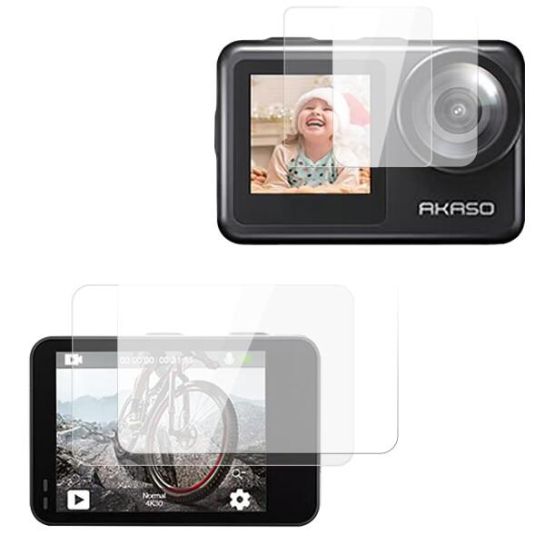 For akaso brave 7 le 用 保護フィルム ガラスフィルム ?硬度9H越え 対応 超薄型 耐衝撃 指紋防止 気泡防止 撥水撥油 貼り付け簡単 液晶保護 超薄飛散防止 高感度akaso brave 7 le フィルム（非 ガラ...