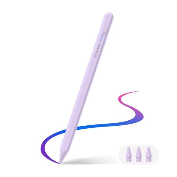 Mr.Yeap タッチペン iPad対応, 傾き感知機能搭載, Apple Pencil互換替え芯3本付き, Type-C急速充電, 磁気吸着, 2018-2025年モデル対応 (ラベンダー)商品コード：49081129351型番：my20...