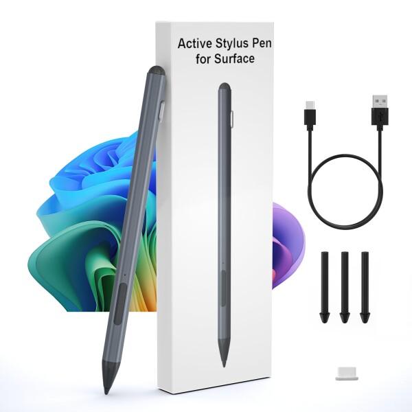 Surface ペンSurface用タッチペンWindows 11AI+PC 4096筆圧感知/磁気吸着機能/超高感度 パームリジェクション機能/軽量 耐摩/右クリック/消しゴム/自動オフ/Type-C高速充電タッチペン Surface P...