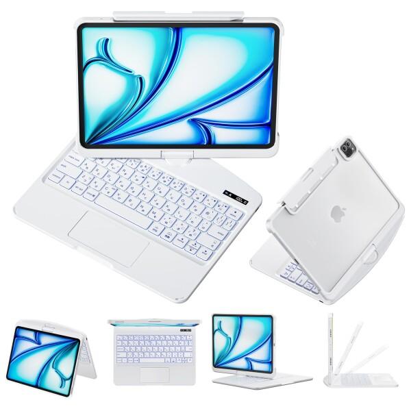 ifacemall ipad キーボード付きケース iPad Pro 第4世代 / 第3世代 / 第2世代 / 第1世代 (12.9/13インチ) 対応 日本語配列 JIS配列 360度回転 マジックキーボード 級 トラックパッド 7色バッ...