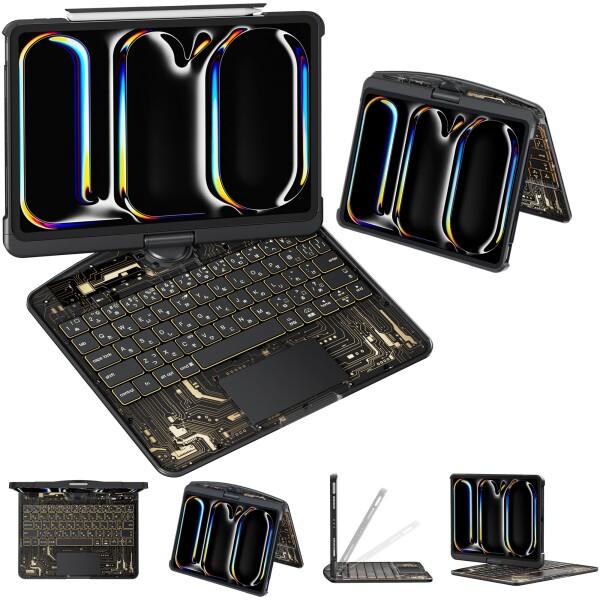 Sencela iPad用キーボード付きケース iPad Pro 12.9インチ（第3・第4・第5・第6世代）対応 JIS日本語配列キーボードケース Bluetooth5.3 Type-C充電式 360度回転・高精度トラックパッド搭載 7色...