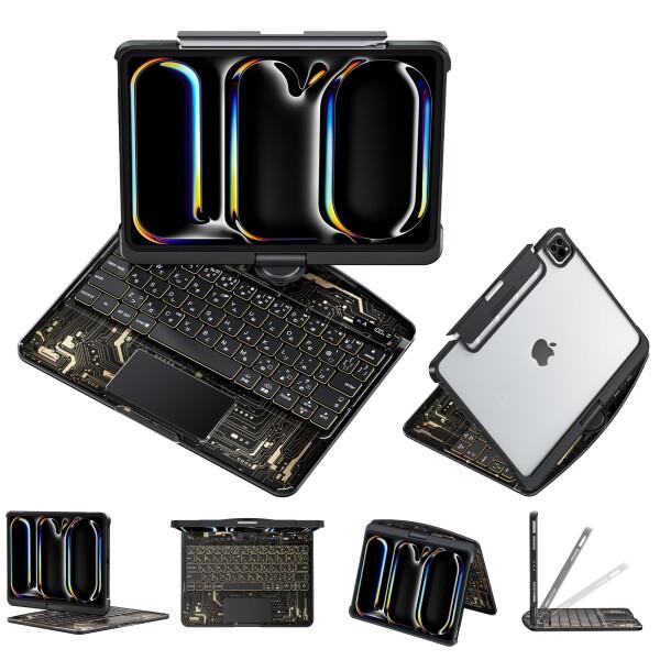 ifacemall ipad キーボード付きケース iPad 第11世代 / 第10世代 (10.9/11インチ) 対応 日本語配列 JIS配列 360度回転 マジックキーボード 級 トラックパッド 7色バックライト Bluetooth 遅...