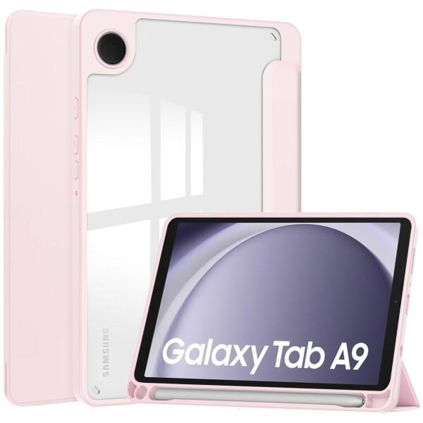 Galaxy Tab A9 8.7インチ ケース 背面クリア 透明 ペンホルダー付き Galaxy Tab A9 カバー オートスリープ機能付き 三つ折りスタンド 耐衝撃 軽量,ピンク商品コード：49081129752型番：kaidisen...