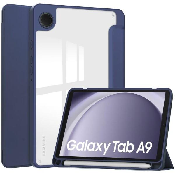 Galaxy Tab A9 8.7インチ ケース 背面クリア 透明 ペンホルダー付き Galaxy Tab A9 カバー オートスリープ機能付き 三つ折りスタンド 耐衝撃 軽量,濃いブルー商品コード：49081129754型番：kaidis...