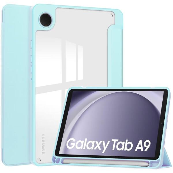 Galaxy Tab A9 8.7インチ ケース 背面クリア 透明 ペンホルダー付き Galaxy Tab A9 カバー オートスリープ機能付き 三つ折りスタンド 耐衝撃 軽量,薄ブルー商品コード：49081129771型番：kaidise...