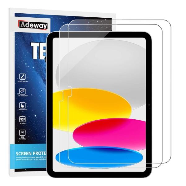 Adeway 2パック スクリーンプロテクター iPad 11th A16-10th Gen用(iPad A16 11インチ 2025-10.9インチ 2022)、強化ガラス、耐キズ性、クリアディスプレイ、Apple Pencil対応商品コ...