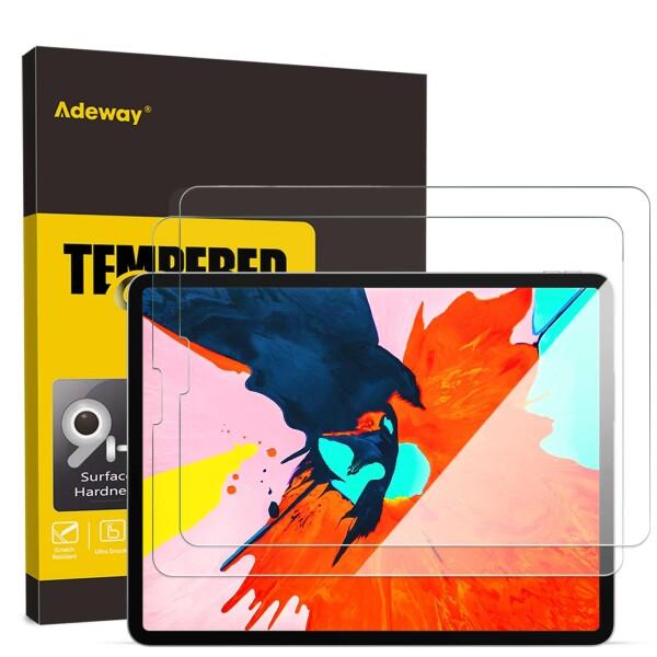 Adeway 2パック スクリーンプロテクター iPad Pro 12.9インチ 2022-2018用(6th/5th/4th/3rd Gen)、強化ガラス、耐スクラッチ、クリアディスプレイ、Apple Pencil対応商品コード：4908...