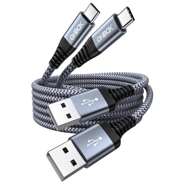 USB C ケーブル 2M 2本 USB Type C ケーブ ル 3A急速充電 USB A to USB C ケ ーブル 高耐久ナイロン編み Cタイプ 充電ケーブル iPhone 17/16/15/Pro Max/Plus, Samsun...