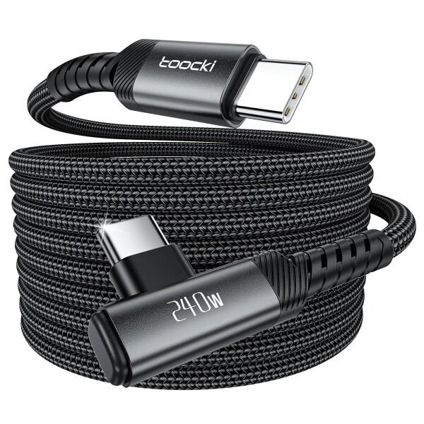 toocki USB C ケーブル L字 240W/5A Type-c L型 PD3.1急速充電 断線防止 ナイロン編み アンドロイド iPhone 17/iPhone 16/iPhone 15/Plus、MacBook Air/Pro、G...