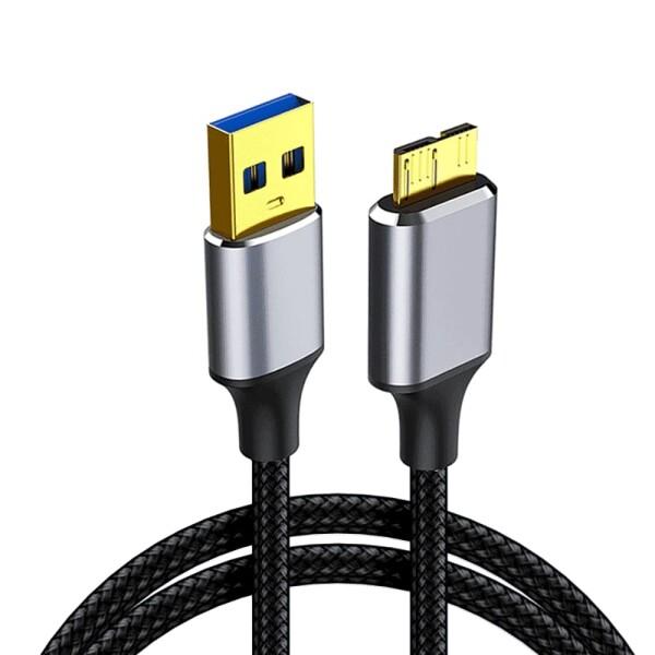 USB3.0 ケーブル Micro B ハードディスク ケーブル USB タイプAオス - マイクロBオス 5Gbps データ高速転送ケーブル 高耐久性 ナイロン編み外付けHDD/SSD,Blu-ray,BDドライブ,デジタルカメラ用 (1...