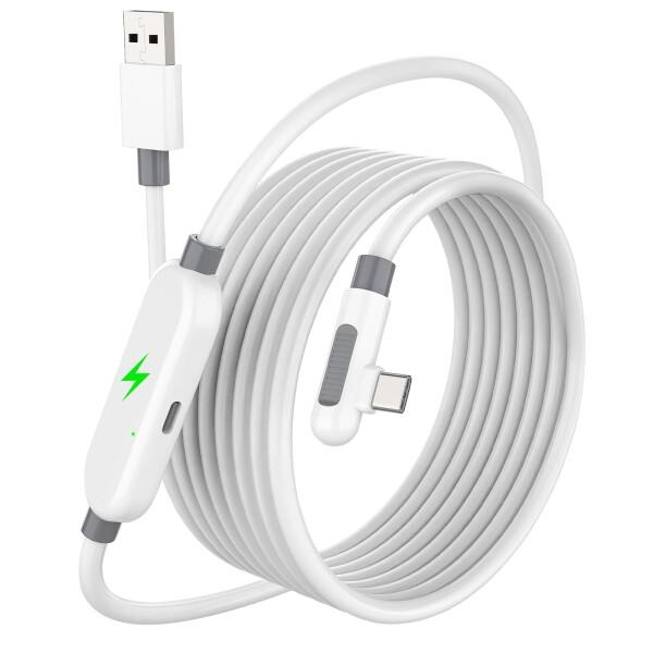 Dalugo Quest向け Linkケーブル 5m 60W急速充電ポート付き リンクケーブル 対応Quest3s/対応Quest3/Quest2用 対応Pico4 Ultra/4/3/2用等VRヘッドセット Oculus用 充電リンクケー...